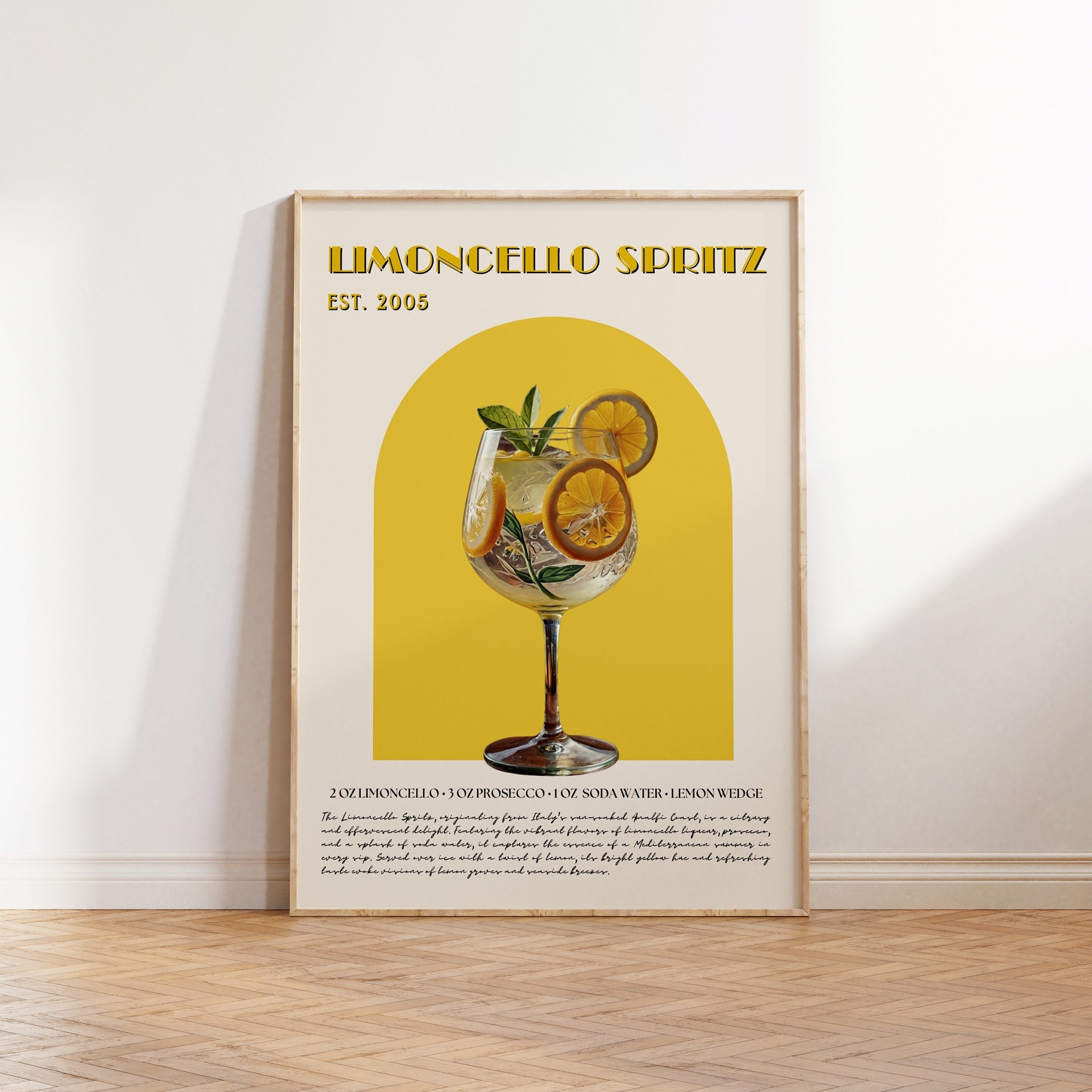 Limoncello Spritz Wall Art, Limoncello Retro Bar Poster, Gift for ...