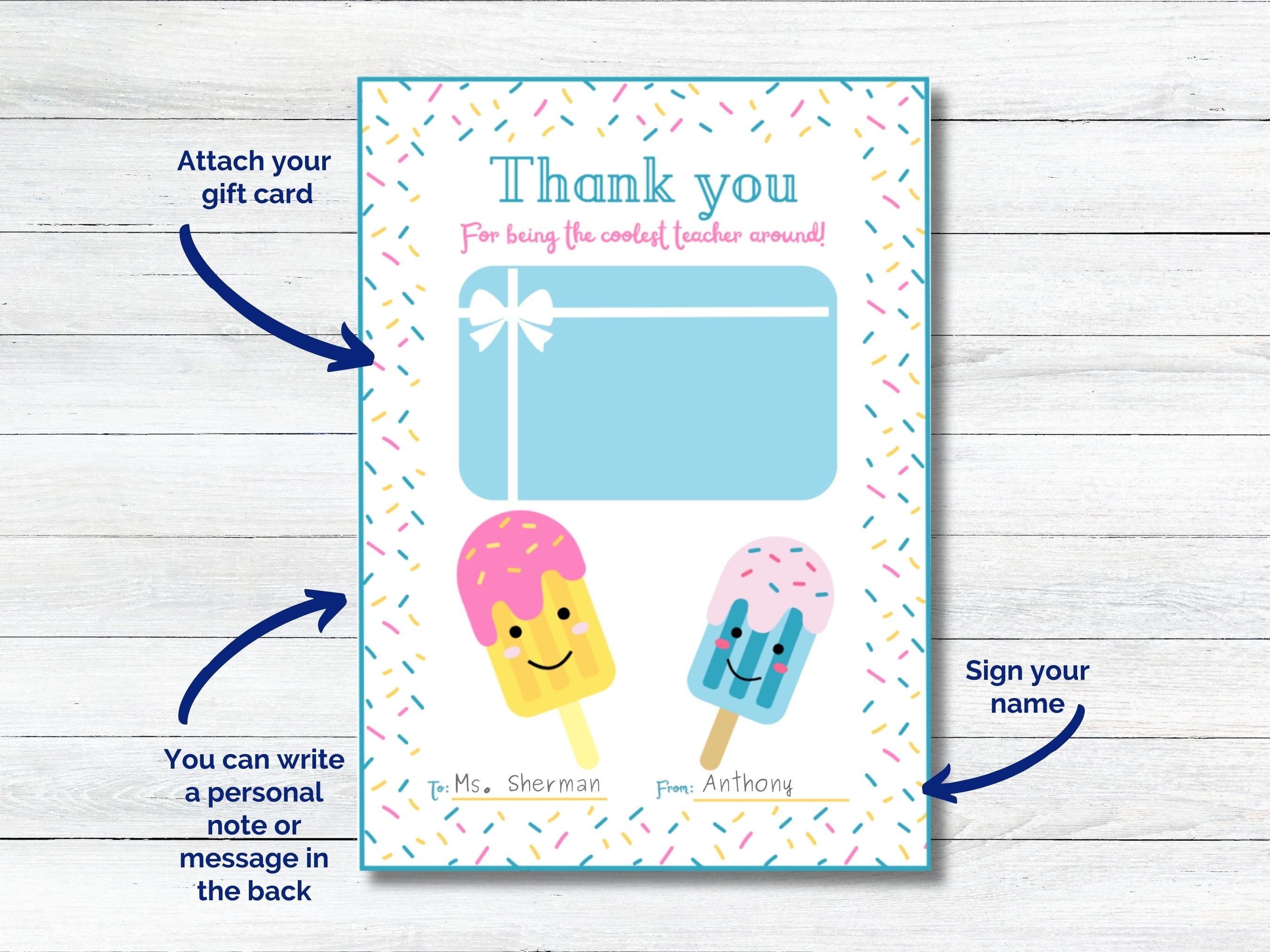 Teacher Appreciation Gift Card Holder Thank You for Being the Coolest ...