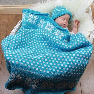 KNITTING PATTERN for Baby Snowflake Blanket / Afghan & Hat in 2 Sizes ...
