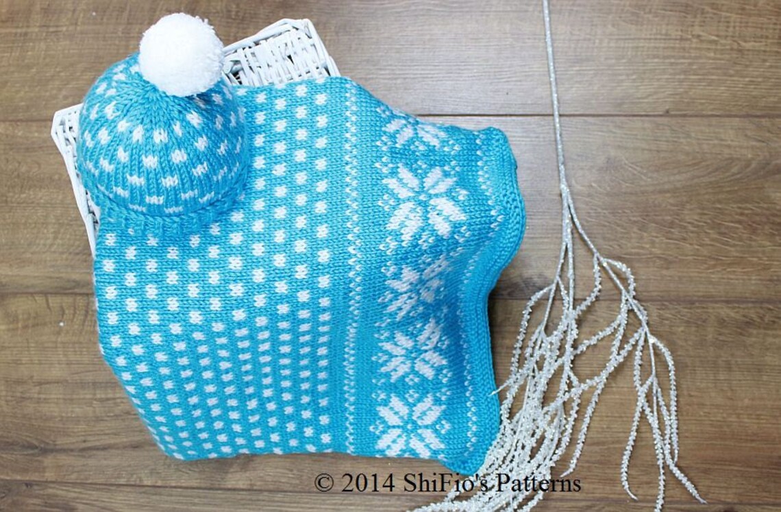 KNITTING PATTERN for Baby Snowflake Blanket / Afghan & Hat in - Etsy