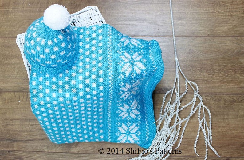 KNITTING PATTERN for Baby Snowflake Blanket / Afghan & Hat in - Etsy