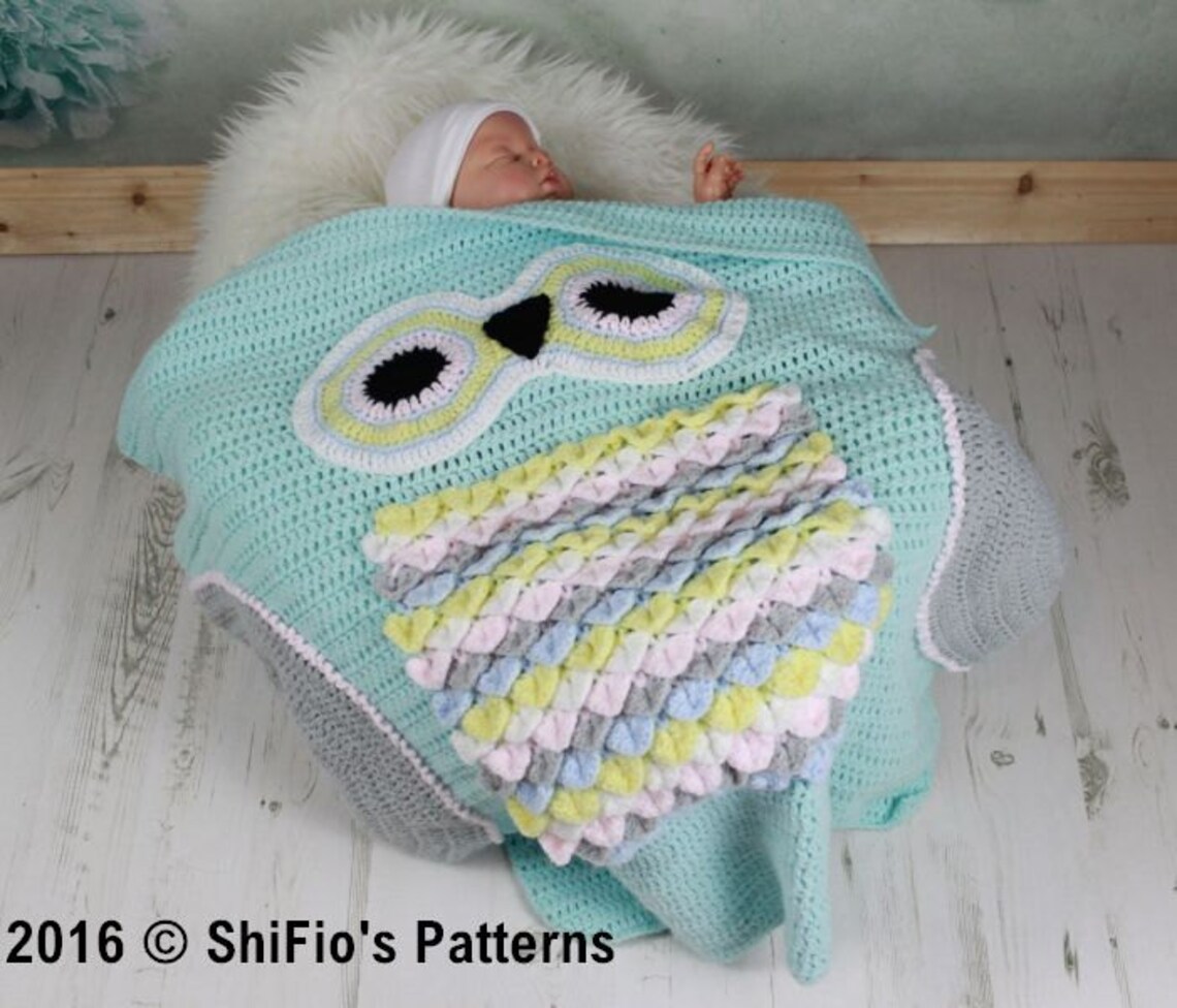 CROCHET PATTERN for Owl Baby Blanket U.K U.S.A PDF 348 - Etsy