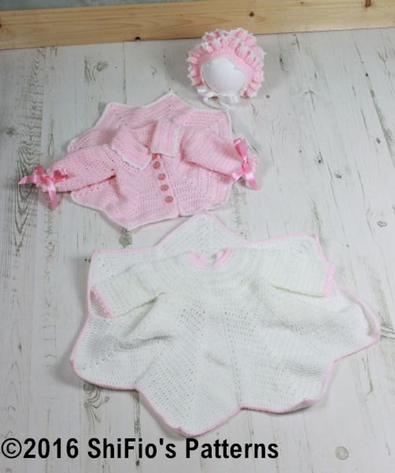CROCHET PATTERN For Ripple Baby Dress Jacket & Bonnet baby | Etsy