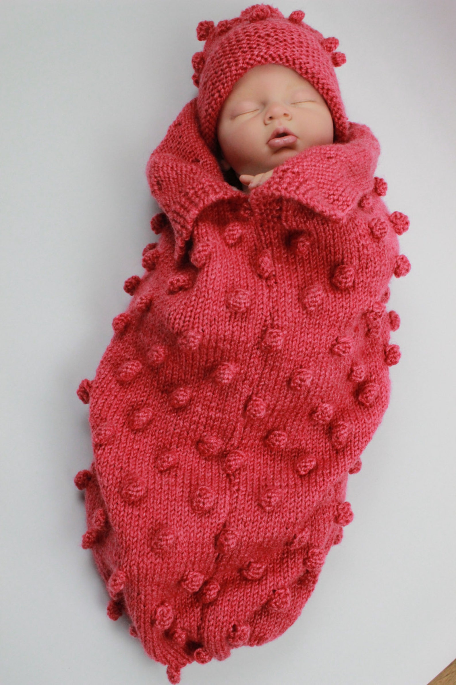KNITTING PATTERN for Baby Bobble Cocoon Papoose & Hat in 2 - Etsy