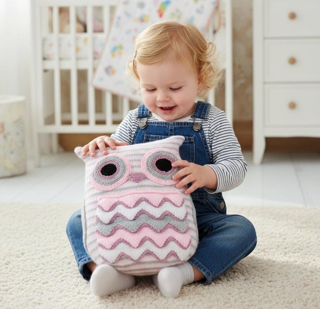 KNITTING PATTERN for Owl Cushion Cover - Knitted Owl Pillow Cover - Owl ...
