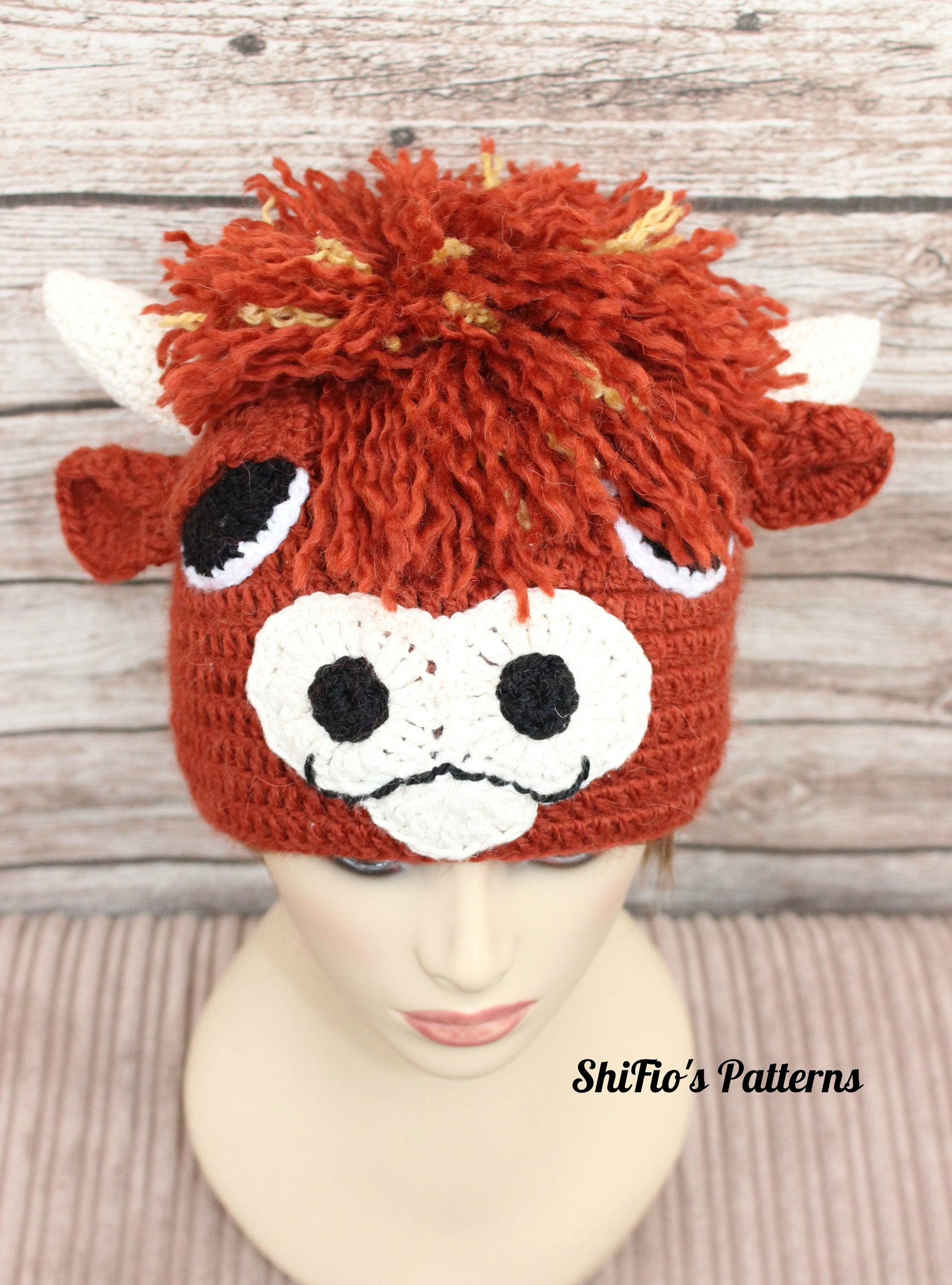 Crochet Pattern Highland Cow Highland Coo Hat Beanie - Etsy UK