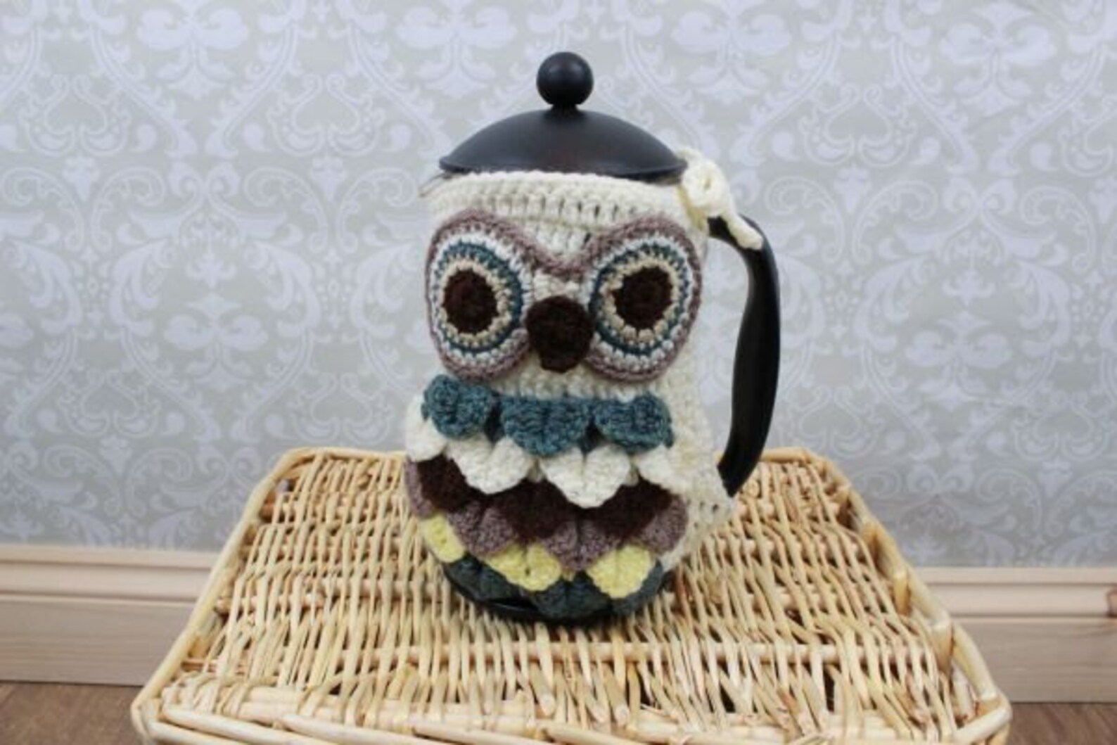 Crochet Pattern for Owl Cafetiere Cover, Teapot, Mug and Egg Cozy USA ...