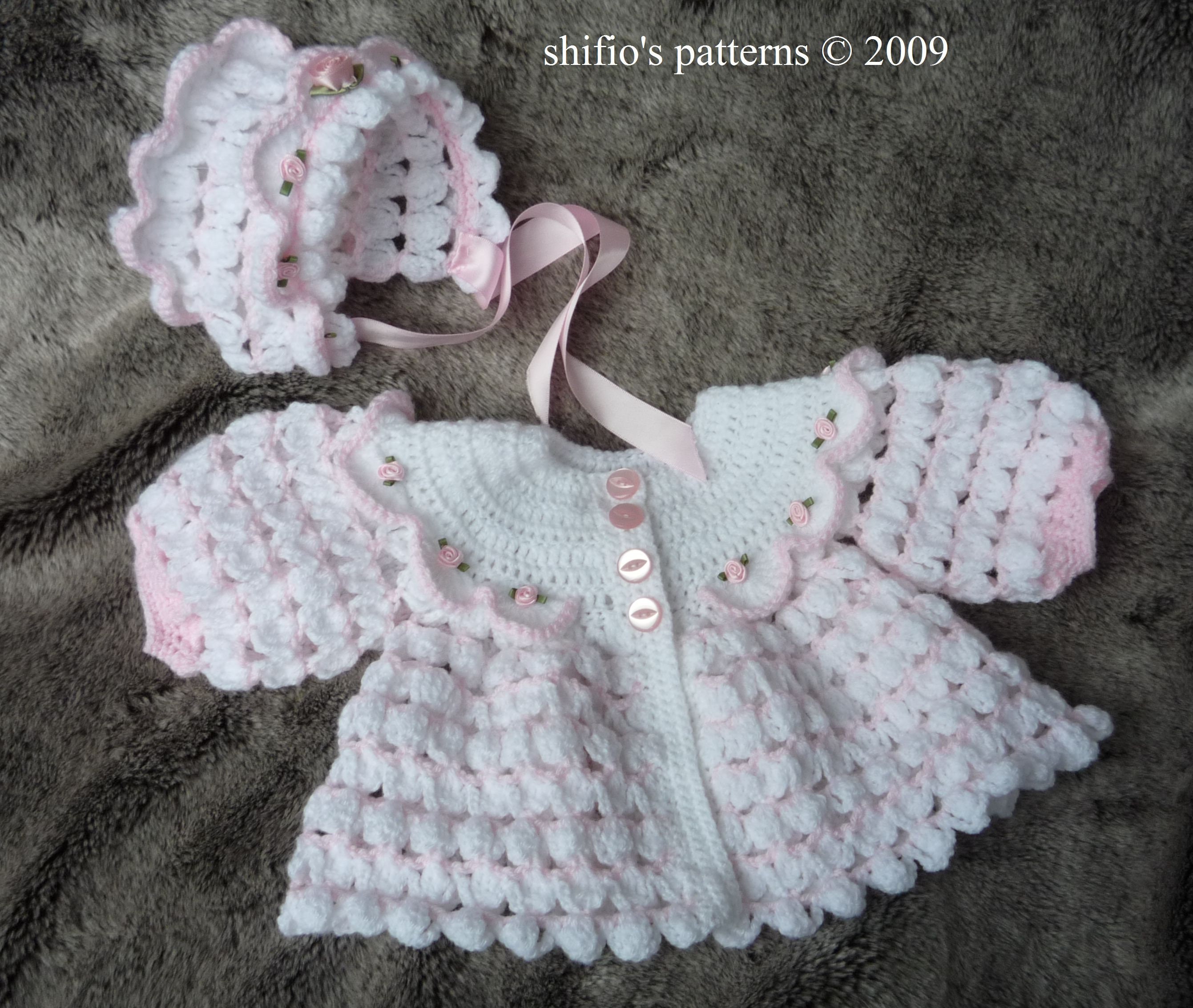 CROCHET PATTERN for Matinee Jacket & Hat - Baby Crochet Pattern ...