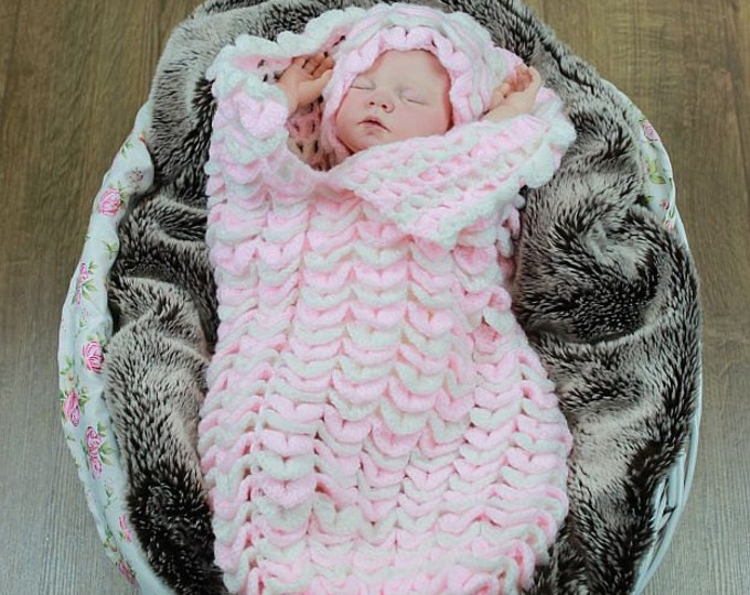 CROCHET PATTERN for Crocodile Stitch Cocoon Papoose & Hat in | Etsy