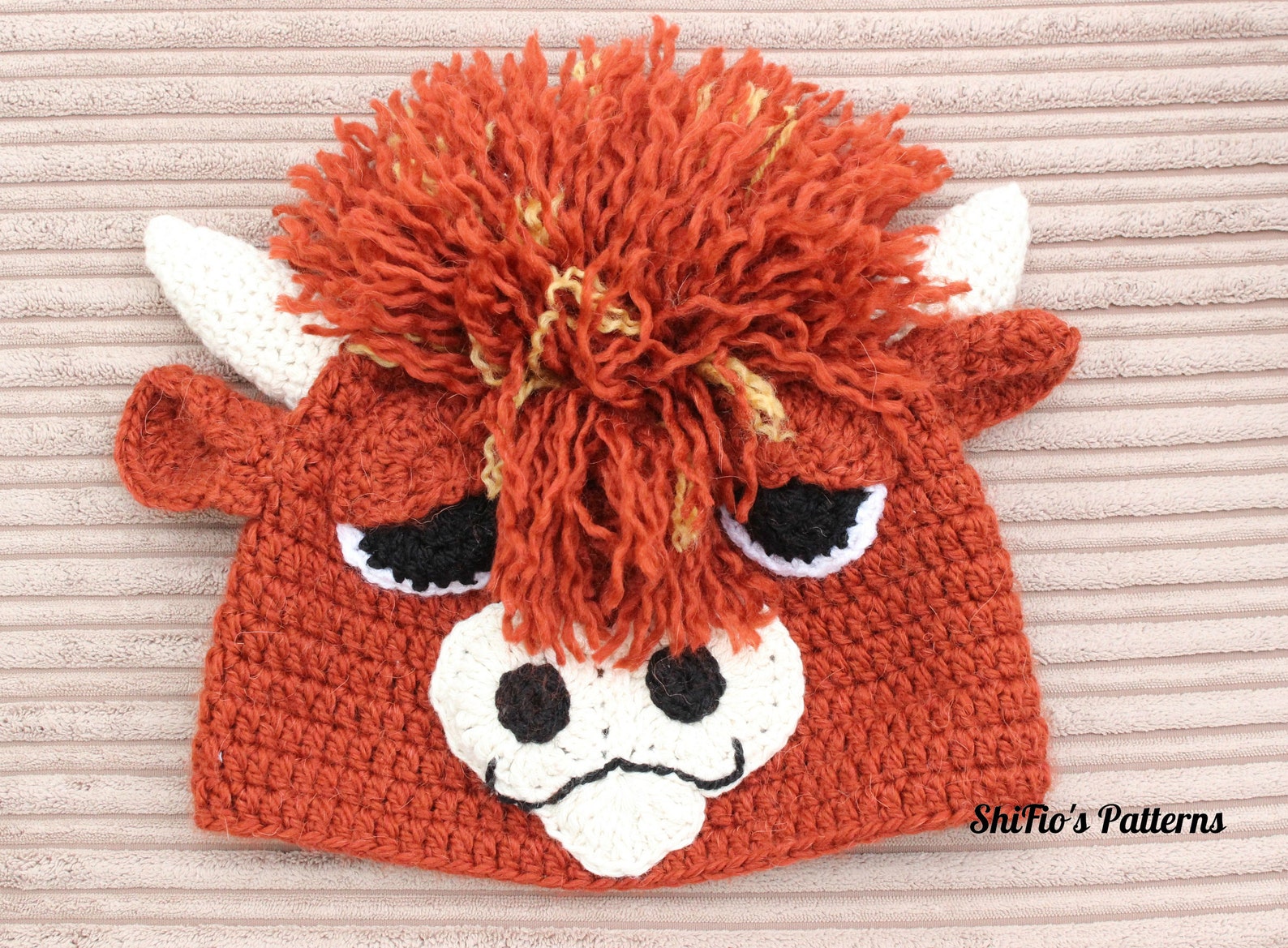 Crochet Pattern Highland Cow Highland Coo Hat Beanie - Etsy UK