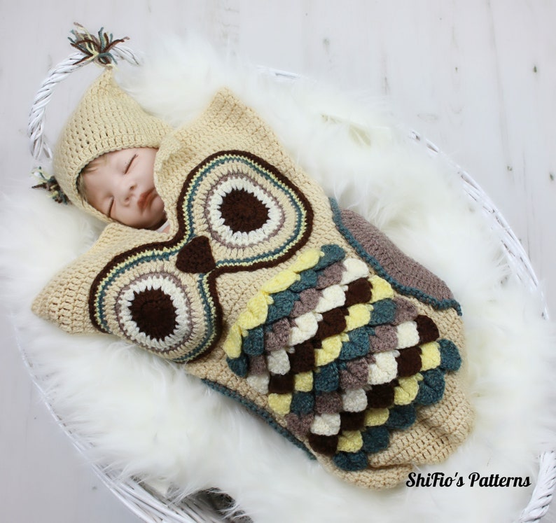Crochet Pattern Owl Baby Cocoon Papoose Baby Owl Cocoon - Etsy