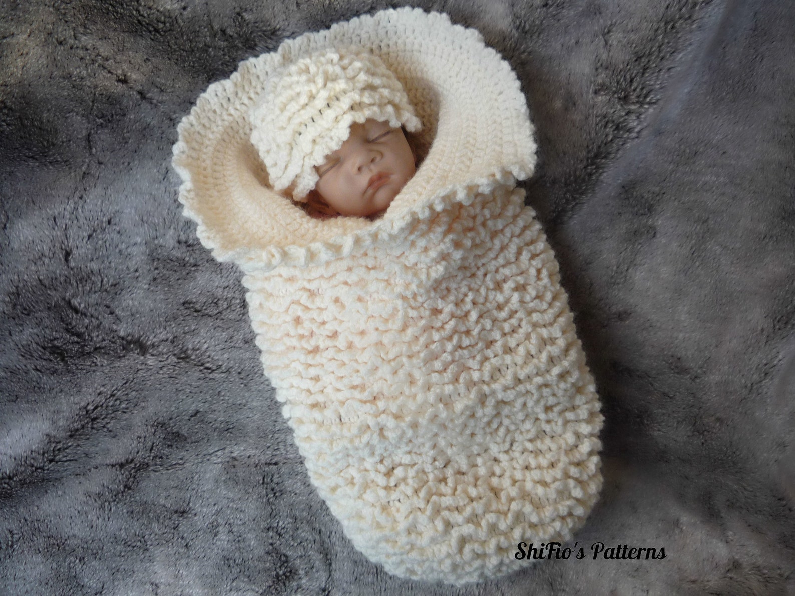 Crochet Pattern Baby Ruffled Cocoon Papoose Hat Baby - Etsy