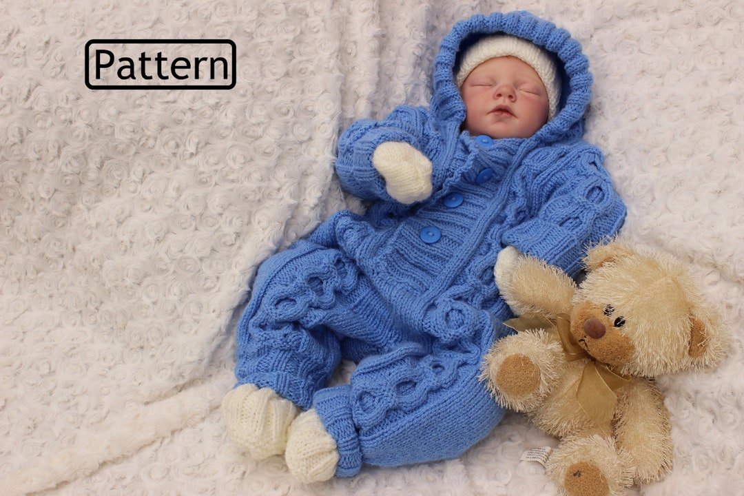 Knitting Pattern - Knitted Babies Pram Suit Pattern - Cabled Babies ...