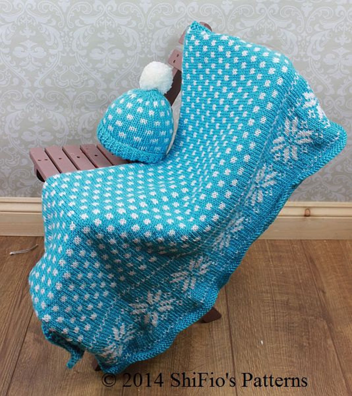 KNITTING PATTERN for Baby Snowflake Blanket / Afghan & Hat in 2 Sizes ...