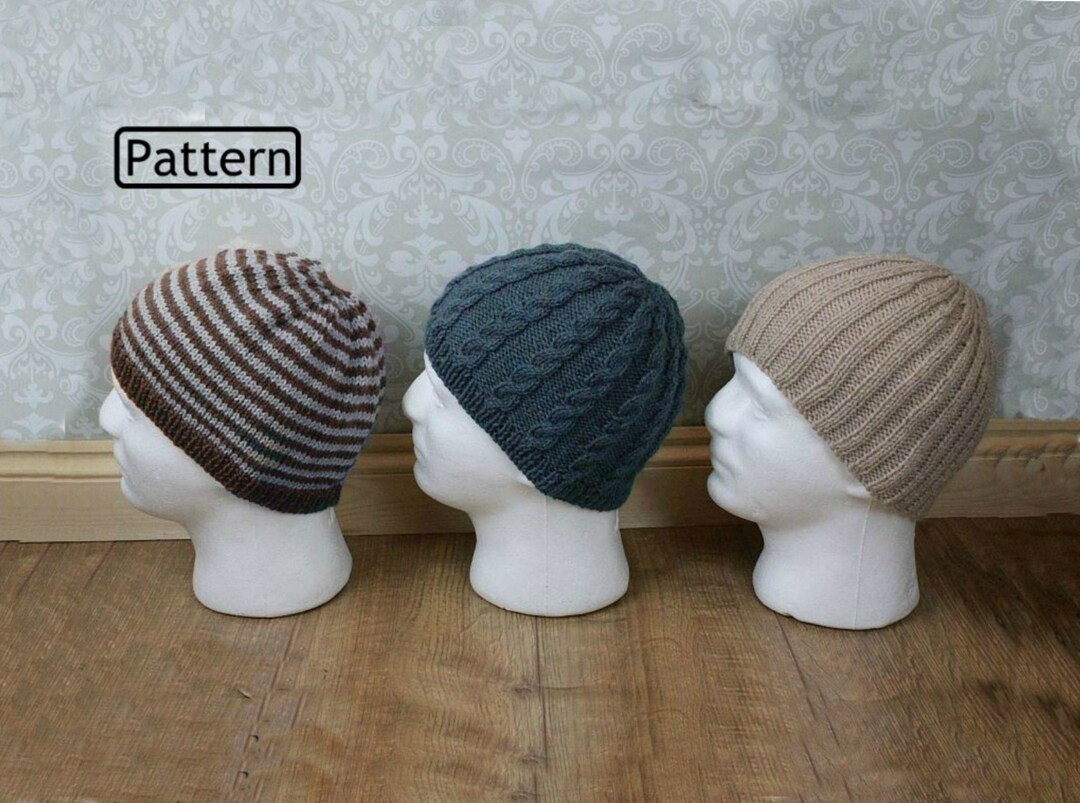 Knitting Pattern- Mens Hat's Pattern - Beanies - Cable Beanie - Ribbed ...