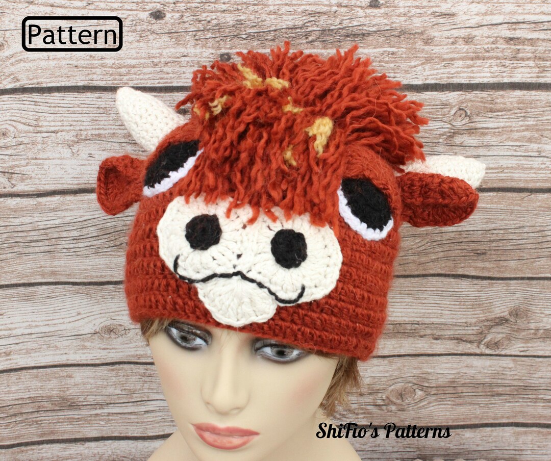 Crochet Pattern - Highland Cow - Highland Coo - Hat - Beanie - 3 Sizes ...