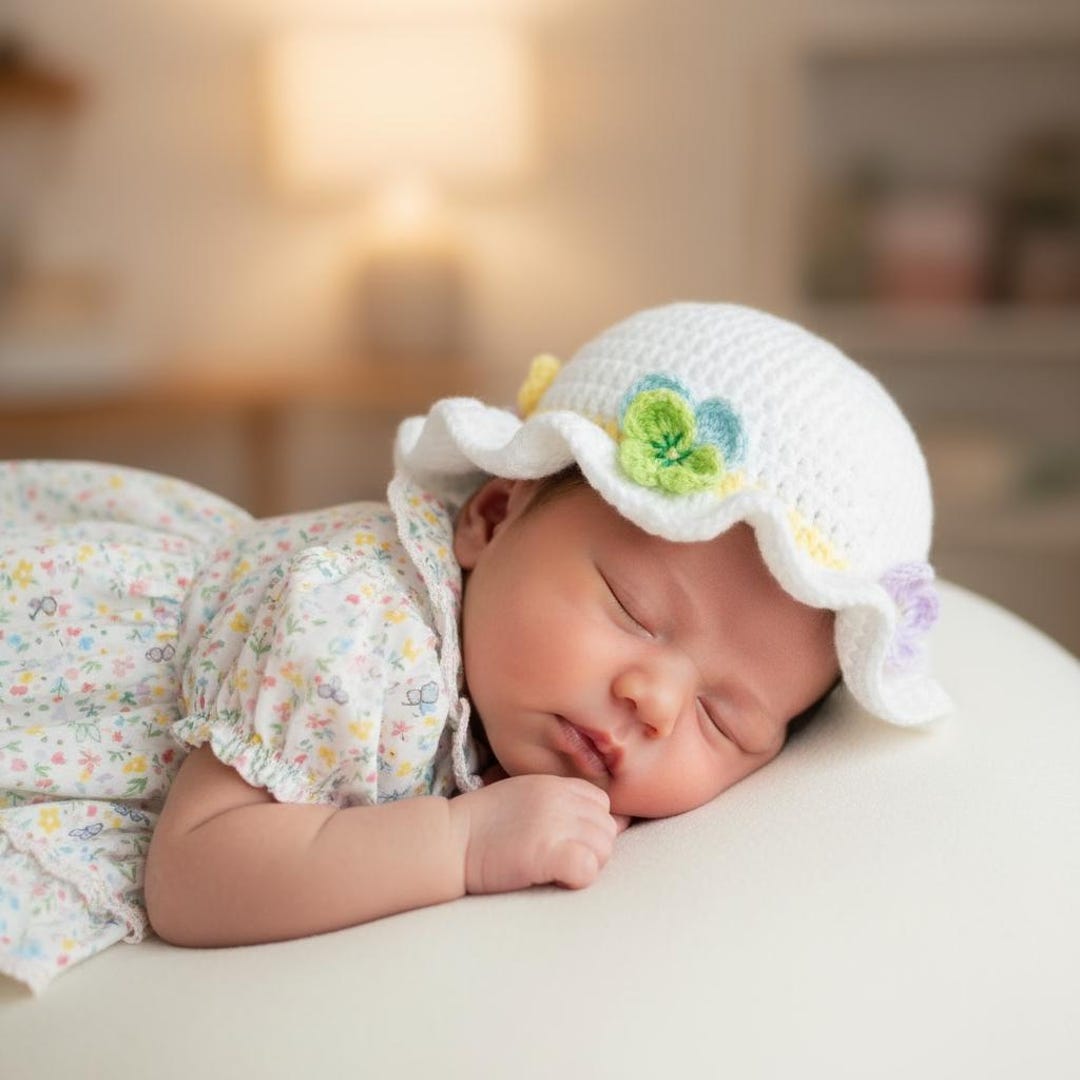 Crochet Pattern for Flower Easter Bonnet Hat in 5 Sizes, Preemie ...
