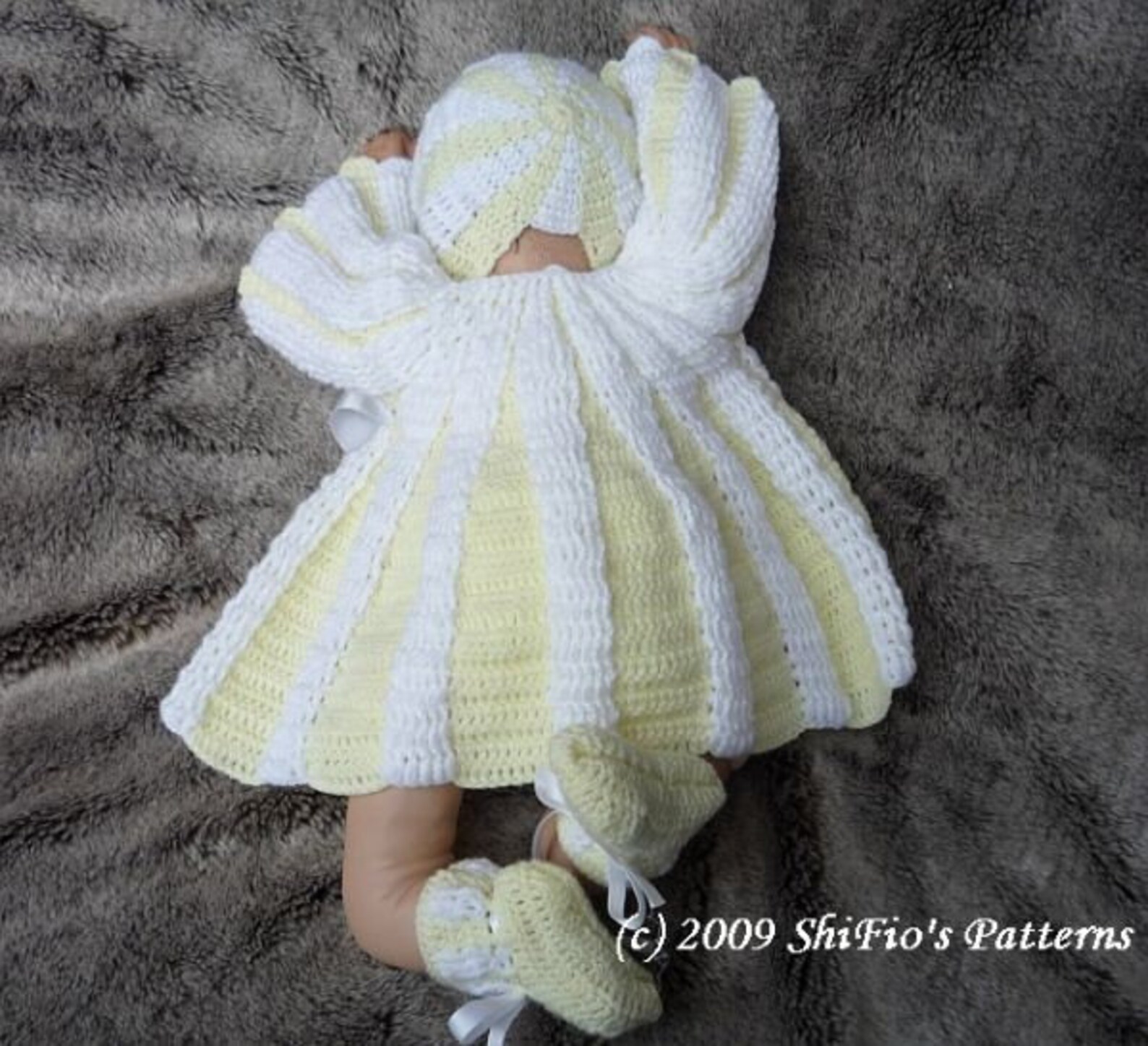 CROCHET PATTERN for Pleated Matinee Jacket, Bonnet & Booties PDF 104 ...