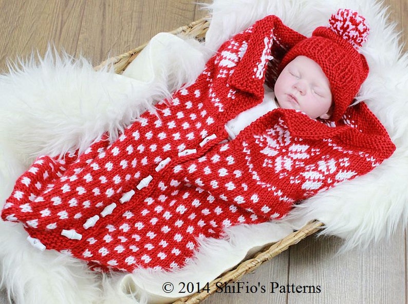 KNITTING PATTERN for Snowflake Baby Papoose Cuddle Sac - Etsy