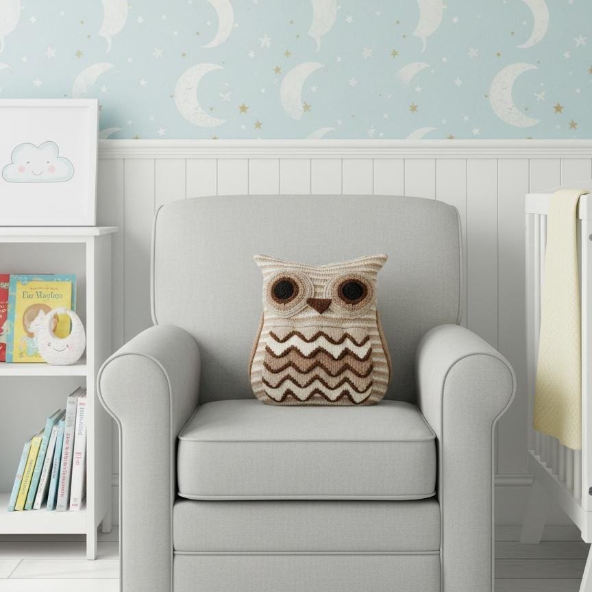 KNITTING PATTERN for Owl Cushion Cover - Knitted Owl Pillow Cover - Owl ...
