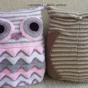 KNITTING PATTERN for Owl Cushion Cover - Knitted Owl Pillow Cover - Owl ...