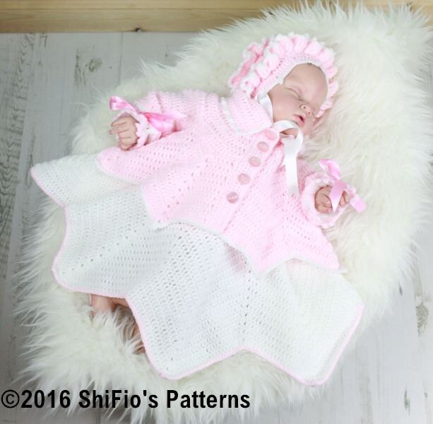 CROCHET PATTERN For Ripple Baby Dress Jacket & Bonnet baby | Etsy