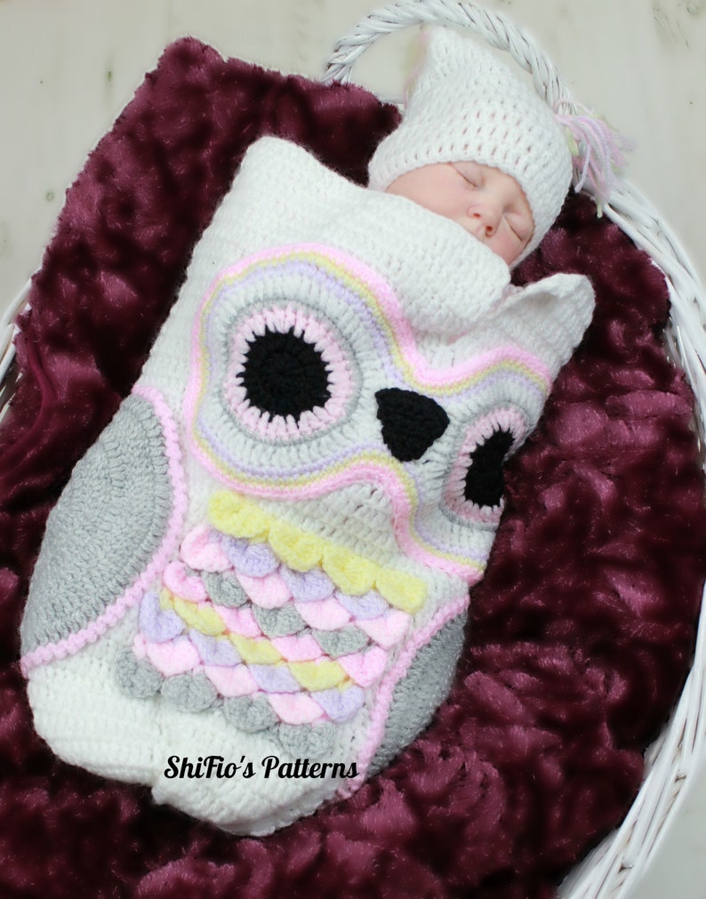 Crochet Pattern Owl Baby Cocoon Papoose Baby Owl Cocoon - Etsy