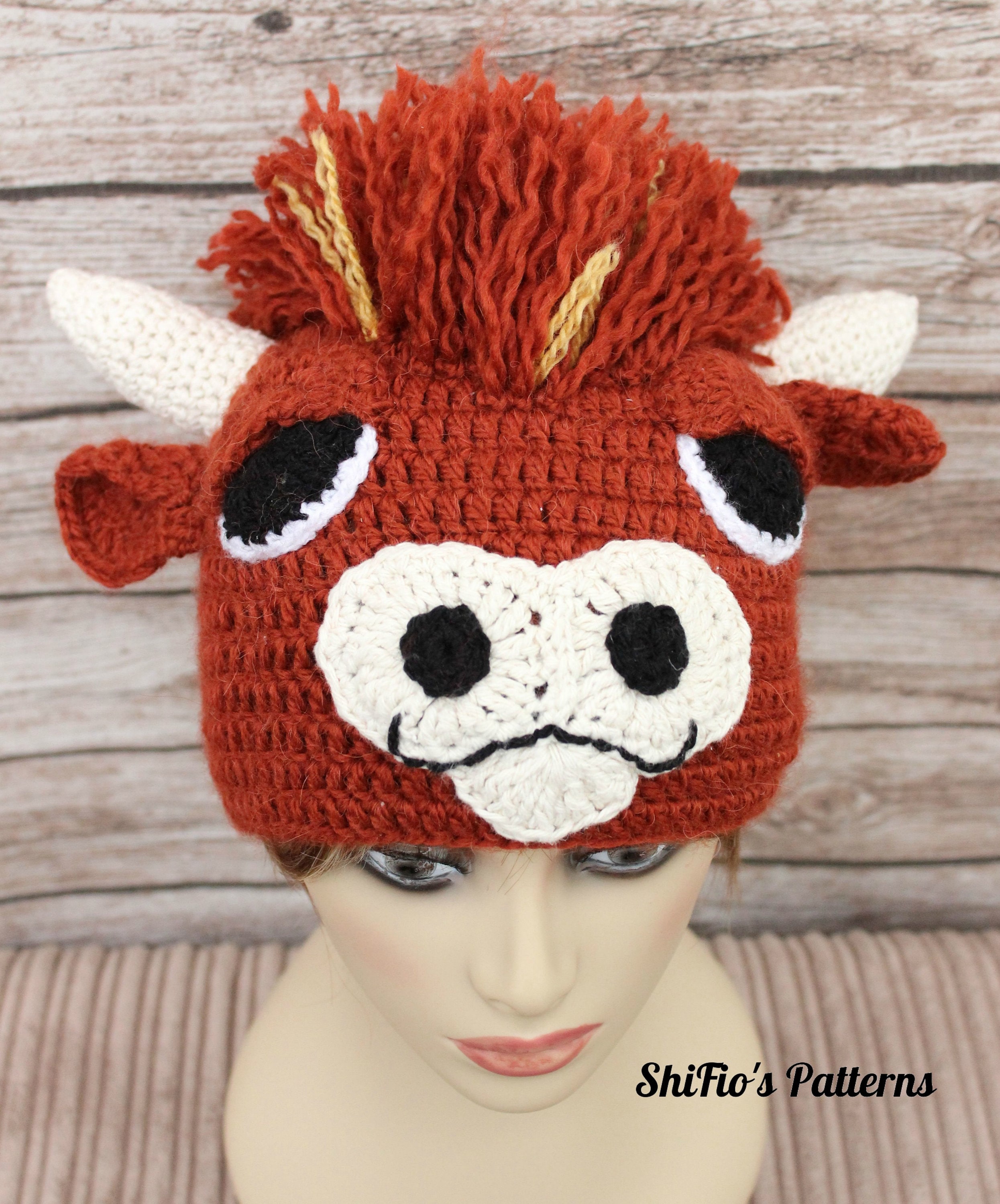 Crochet Pattern Highland Cow Highland Coo Hat Beanie - Etsy UK