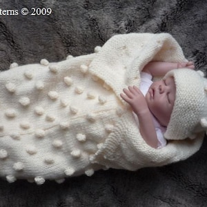 KNITTING PATTERN for Baby Bobble Cocoon, Papoose & Hat in 2 Sizes 0 to ...