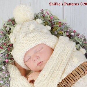 KNITTING PATTERN for Baby Bobble Cocoon- Papoose Knitting Pattern- Hat ...