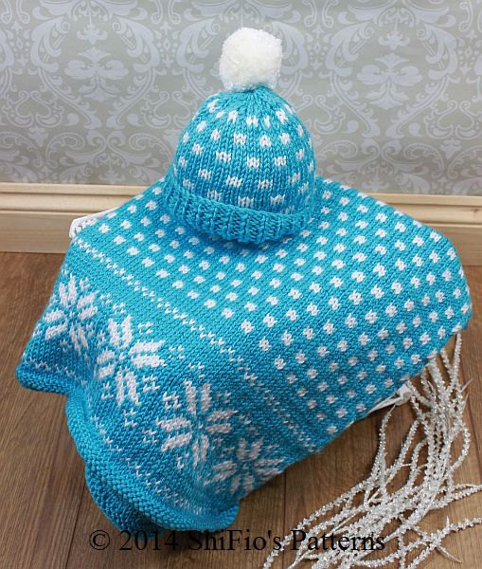 KNITTING PATTERN for Baby Snowflake Blanket / Afghan & Hat in - Etsy