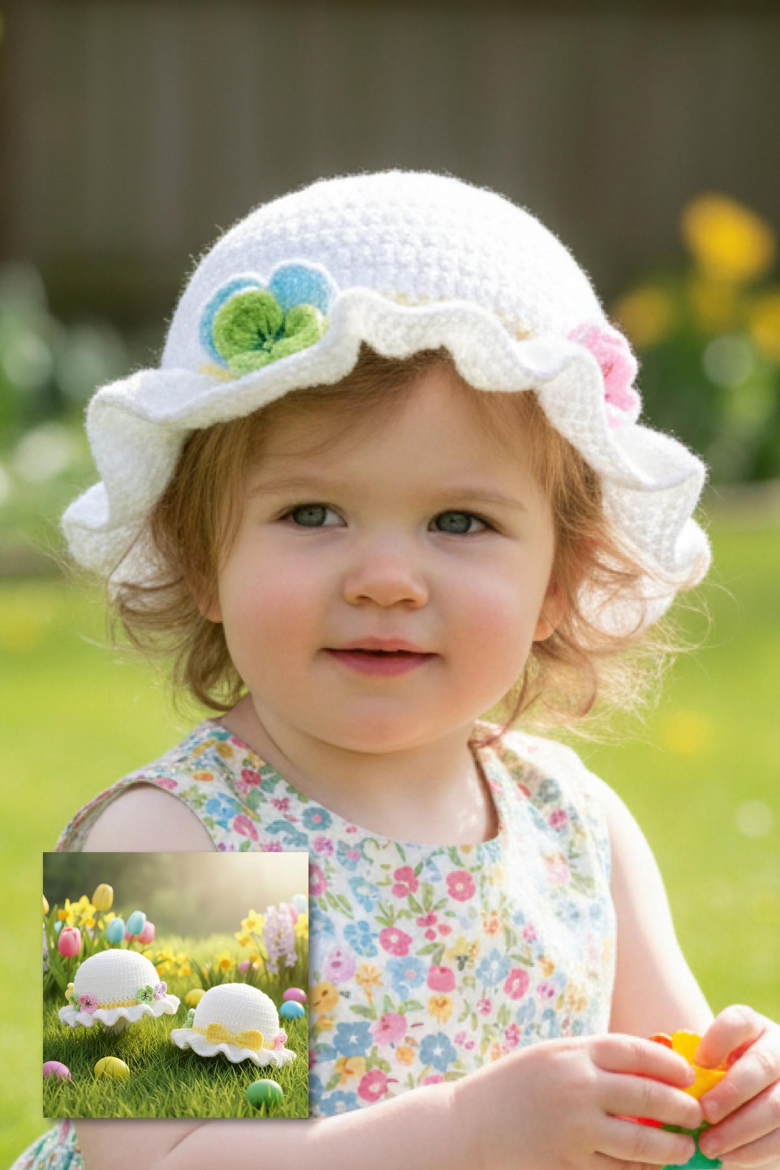 Crochet Pattern for Flower Easter Bonnet Hat in 5 Sizes, Preemie ...