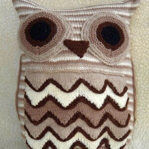 KNITTING PATTERN for Owl Cushion Cover - Knitted Owl Pillow Cover - Owl ...