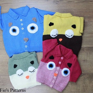 KNITTING PATTERN for Owl Cardigan, Sleeping Owl, in 5 Sizes PDF 215 ...