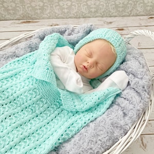 Knitting Pattern - Baby Cocoon - Papoose - Sleep Sack - Swaddling - Hat ...