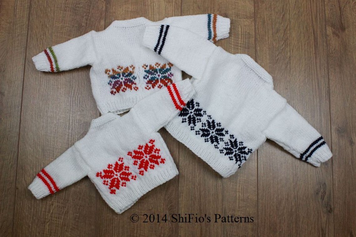 KNITTING PATTERN for Snowflake V Neck Cardigans in 3 Sizes PDF - Etsy