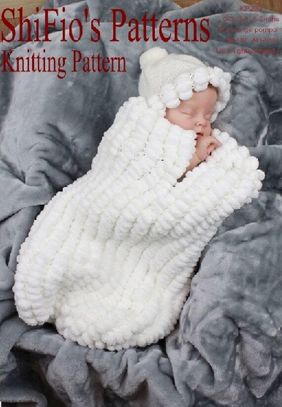 CROCHET PATTERN For Baby Bobble Cocoon Papoose & Hat in 2 Sizes PDF 315 ...