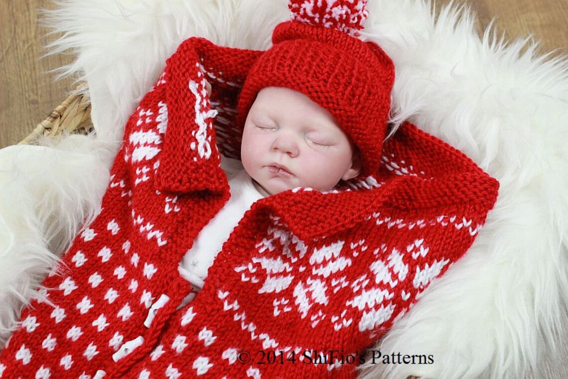 KNITTING PATTERN for Snowflake Baby Papoose Cuddle Sac | Etsy