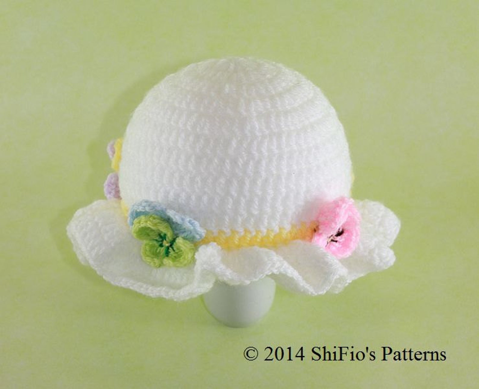 Crochet Pattern for Flower Easter Bonnet Hat in 5 Sizes, Preemie ...