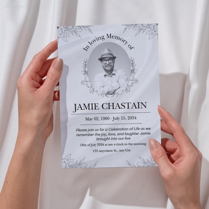 Funeral Invitation Template | in Loving Memory Template | Celebration ...