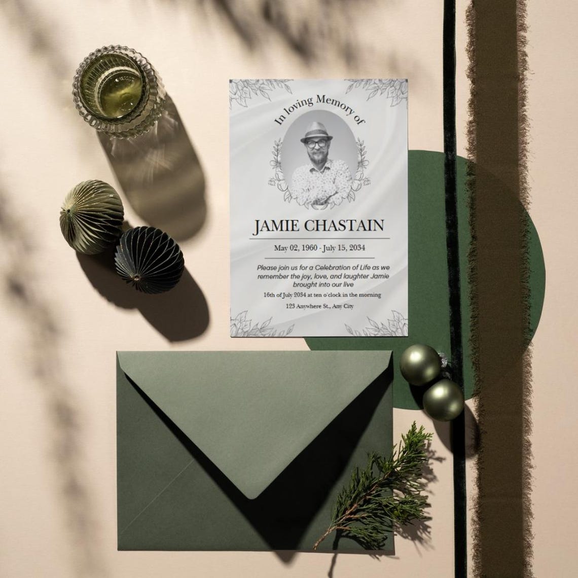 Funeral Invitation Template | in Loving Memory Template | Celebration ...