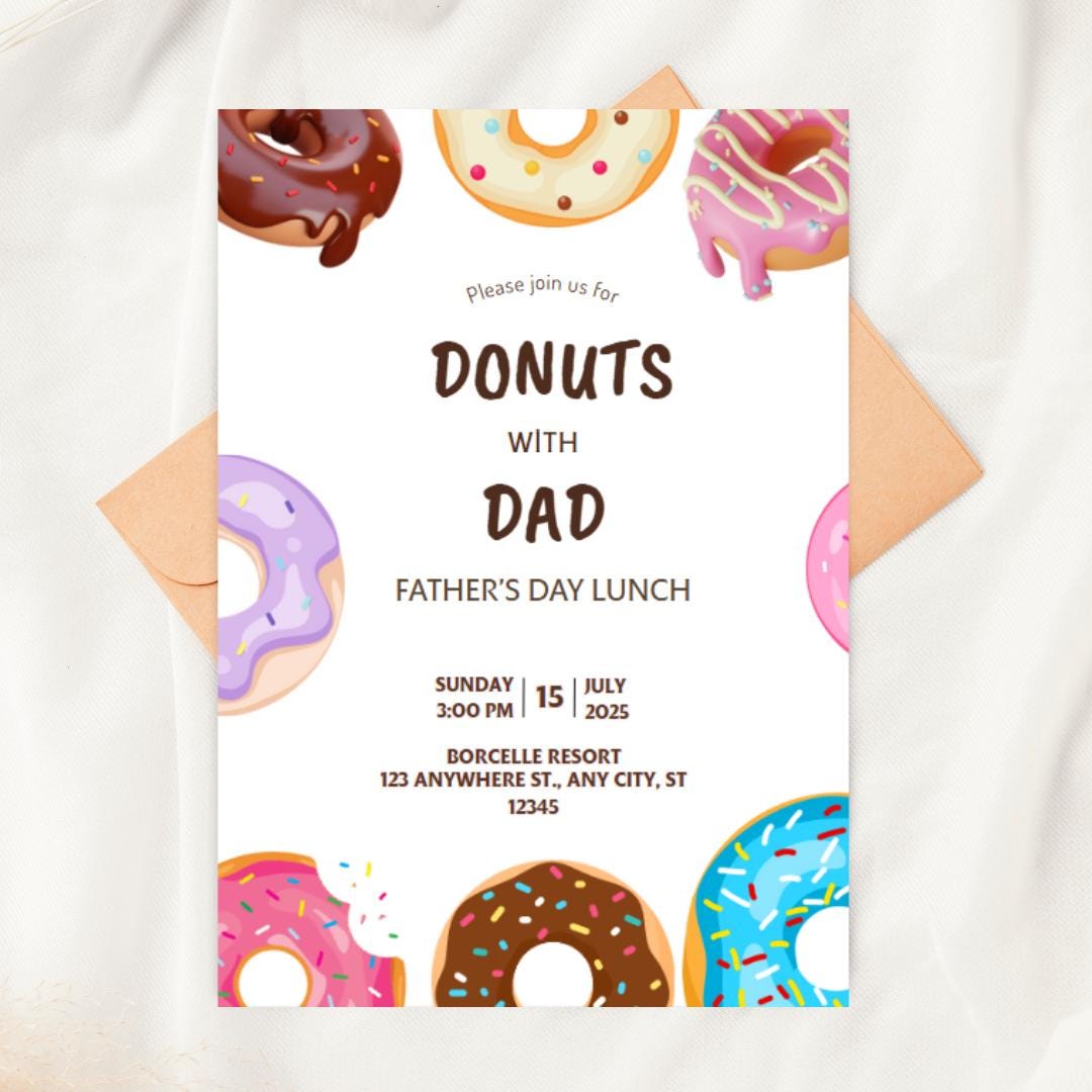 Donuts With Dad Fathers Day Brunch Invitation | Fathers Day Brunch ...