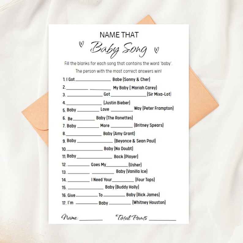 Name That Baby Song Template | Editable Canva Baby Shower Game | Baby ...