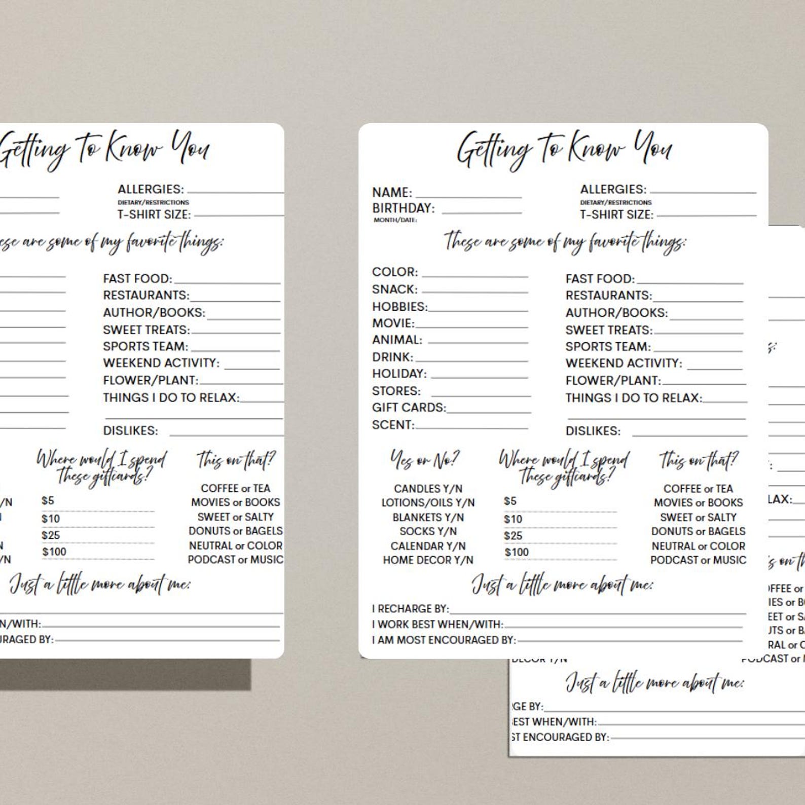Getting to Know You Printable | Coworker Questions | All About Me ...