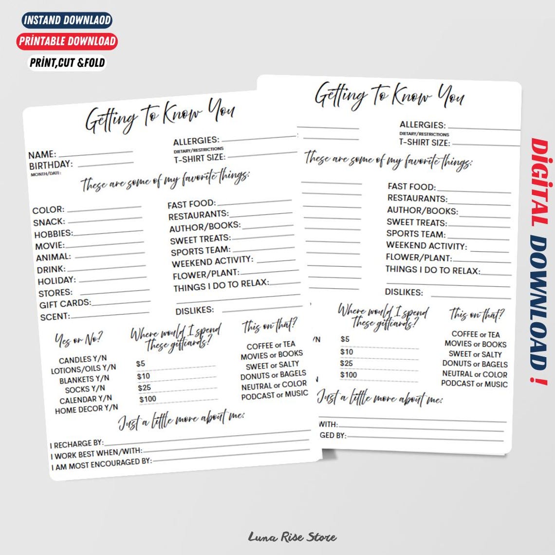 Getting to Know You Printable | Coworker Questions | All About Me ...
