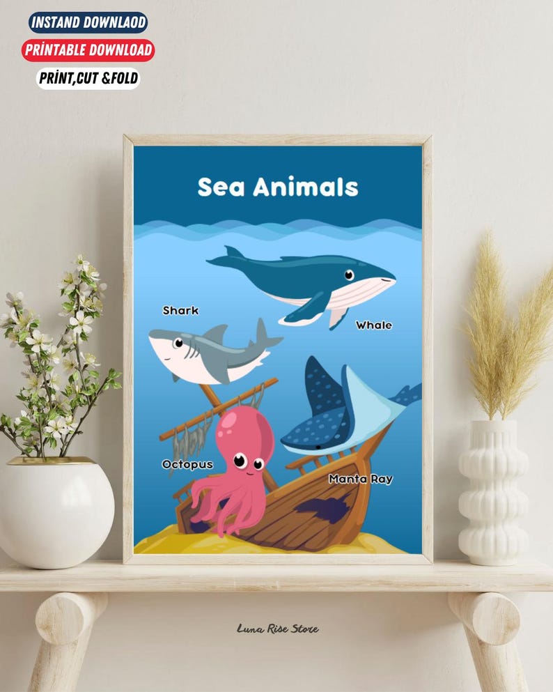 Sea Animals Poster | Educational Printable Wall Art | Learning Home ...