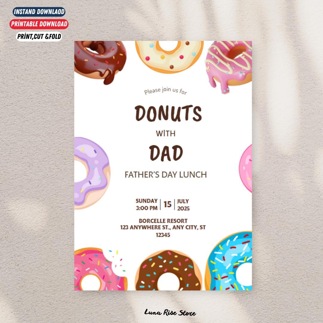 Donuts With Dad Fathers Day Brunch Invitation | Fathers Day Brunch ...
