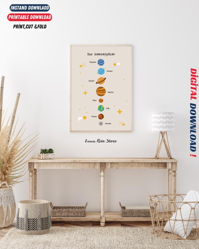 Solar System Poster for Children's Rooms | Space Poster | Outer Space ...