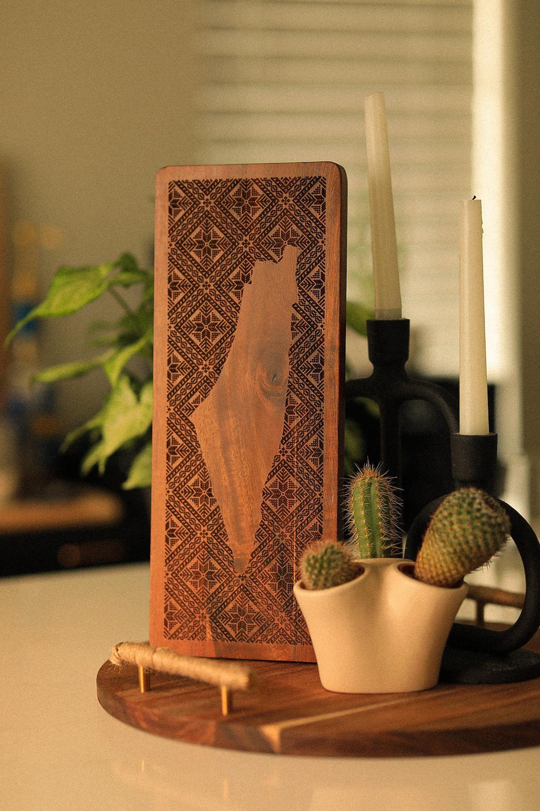 Engraved Palestinian Map With Tatreez Cutting Board - Etsy