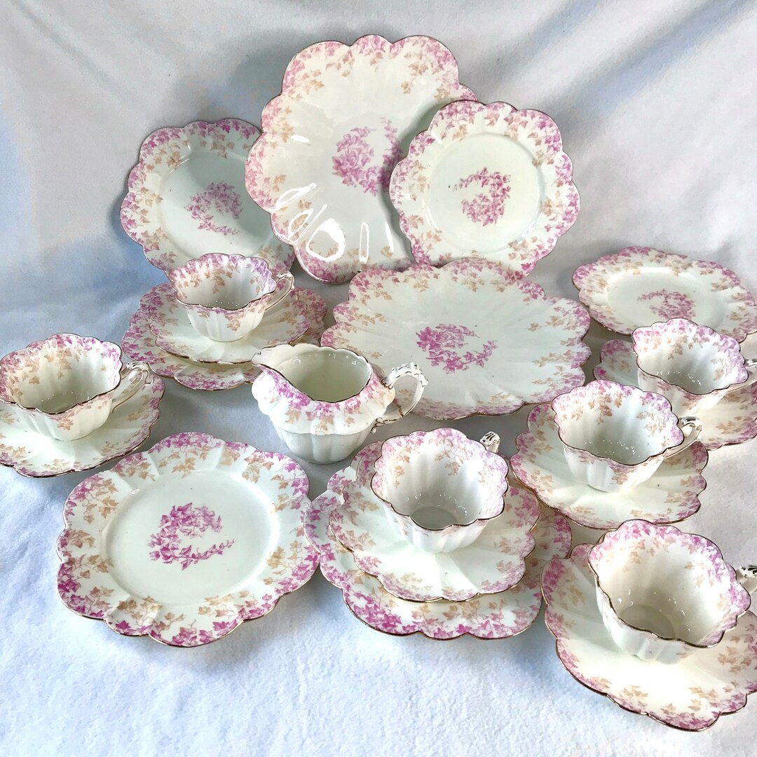 Antique Wileman the Foley China 21 Pce Tea Set. Trailing Ivy Pink & a ...